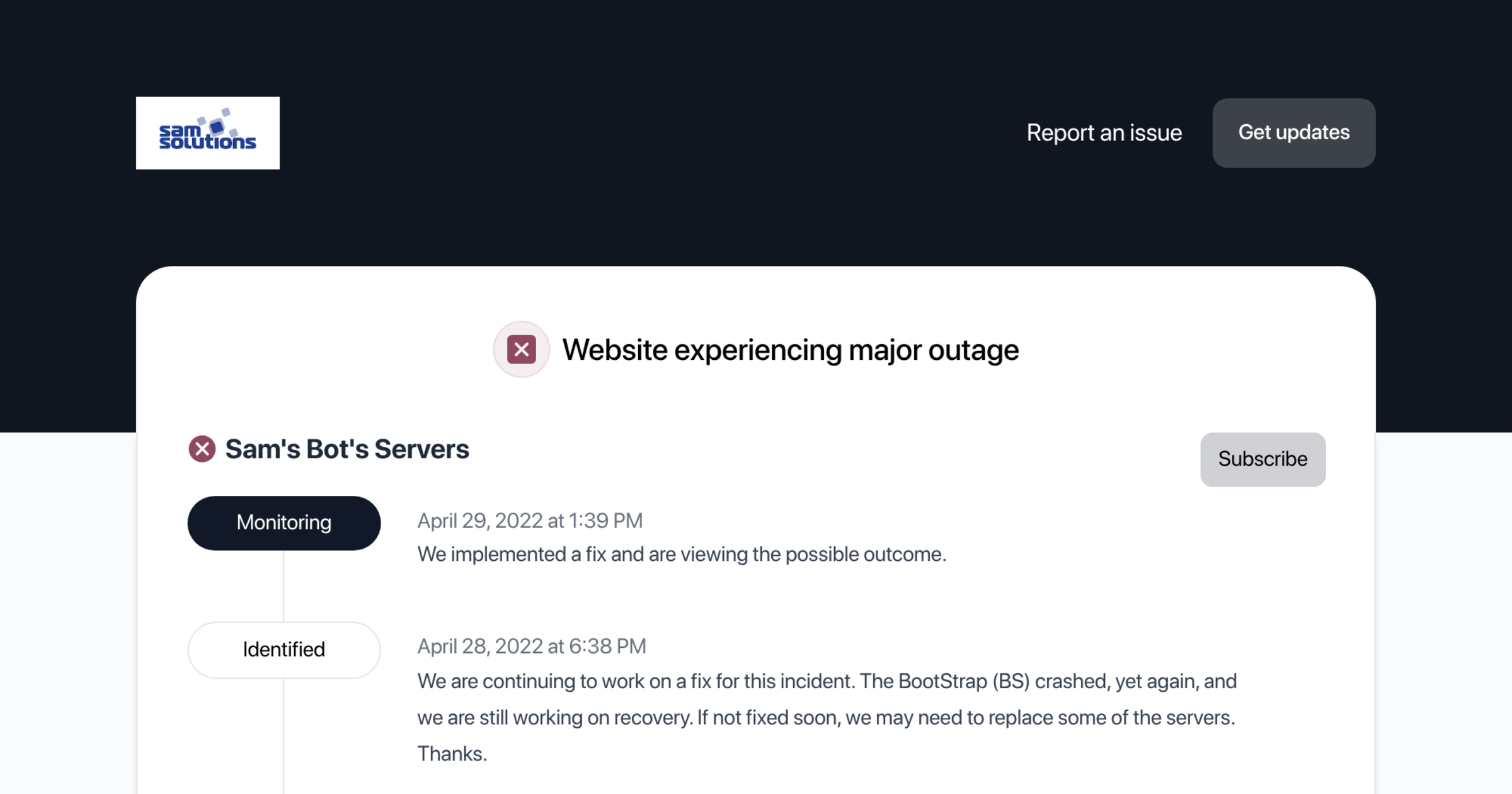 Sam's Bot's - Status